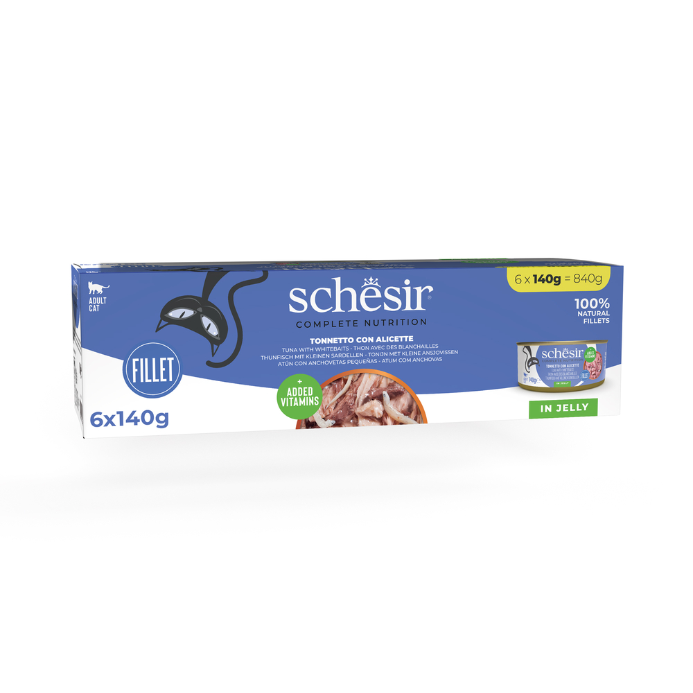 Schesir Complete Nutrition filé i gelé 6 x 140 g - Tonfisk med vit fisk ...