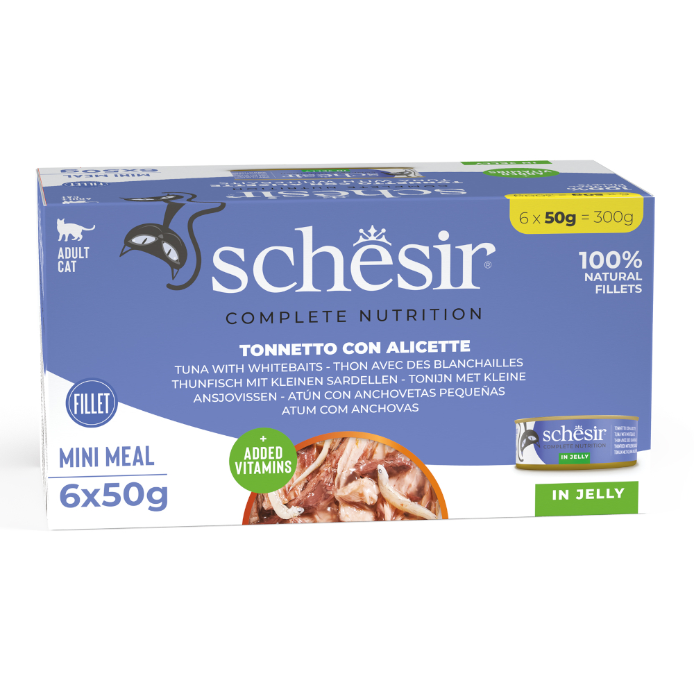 Schesir Complete Nutrition filé i gelé 6 x 50 g - Tonfisk med vit fisk ...