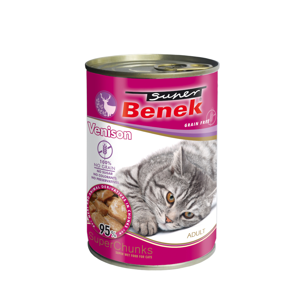 Köp Super Benek Grain Free Chunks 10 x 415 g - Vilt i sås - Kattly.se